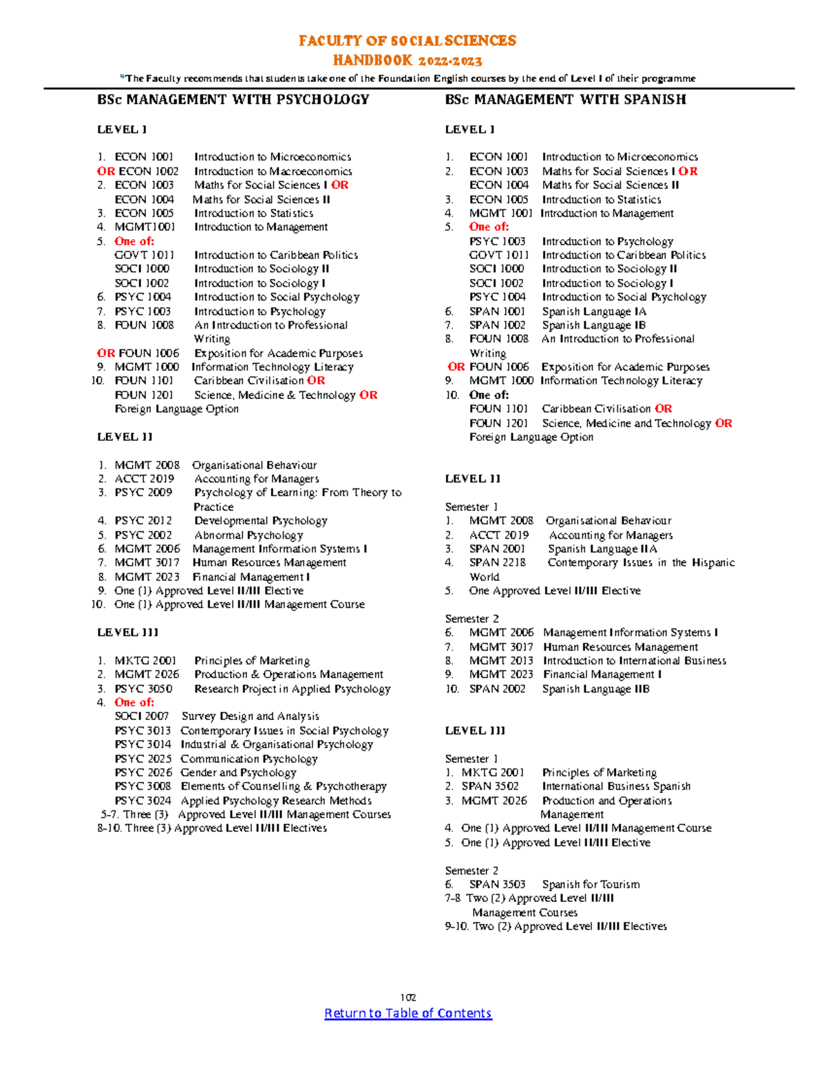 Mgmt w psyc - Managemtn with psychology - FACULTY OF SOCIAL SCIENCES HANDBOOK 2022 - 2023 *The ...