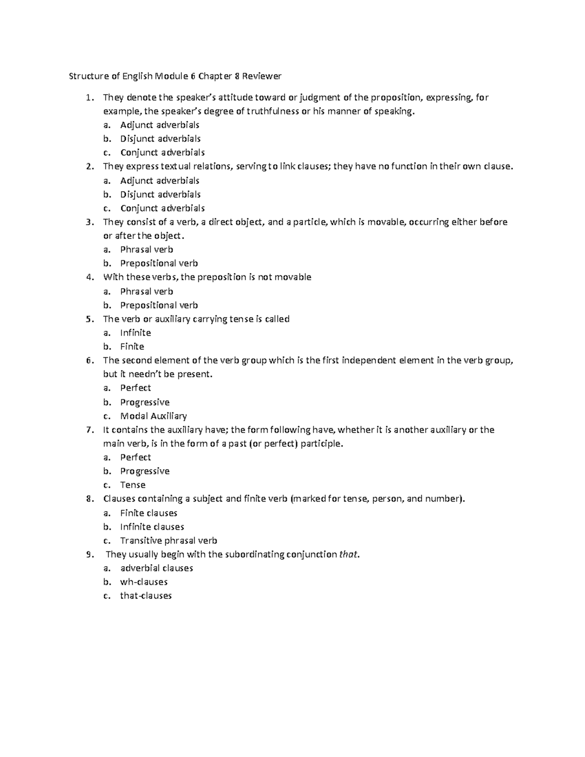 Structure of English Module 6 Chapter 8 Reviewer - Structure of English ...