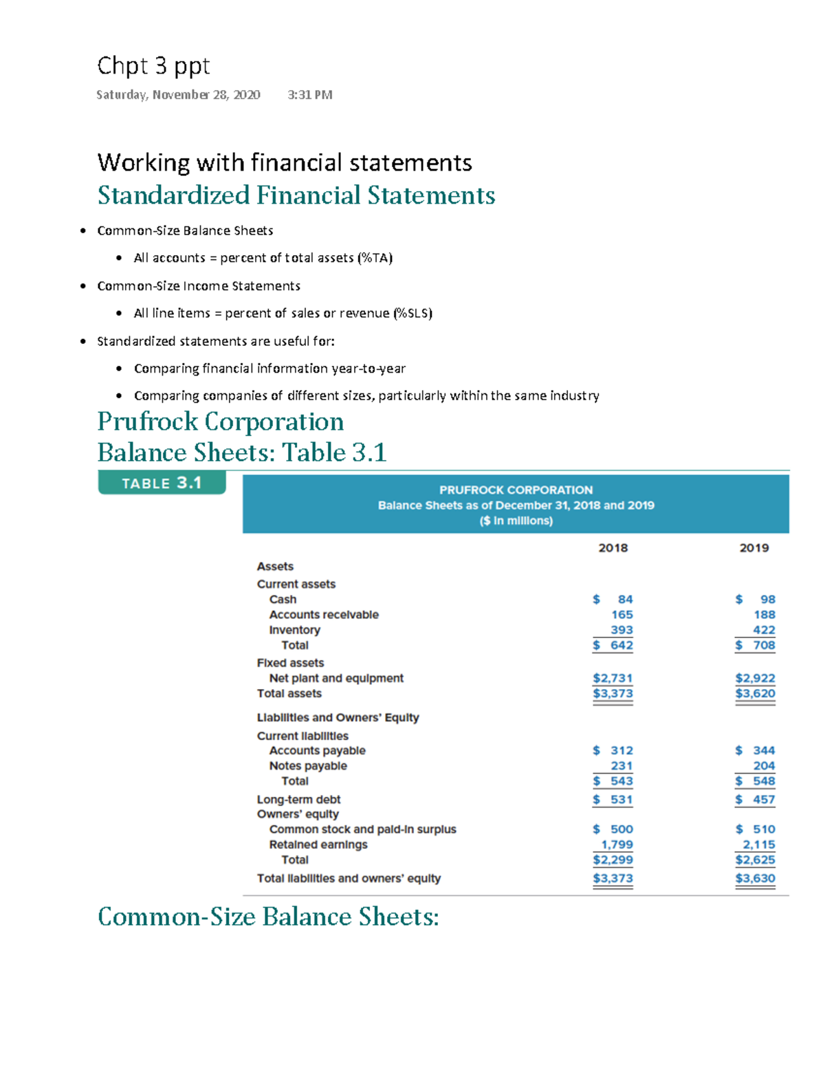 Chapter 3 ppt - Lecture notes 3 - tŽƌŬŝŶŐ ǁŝƚŚ ĨŝŶĂŶĐŝĂů ƐƚĂƚĞŵĞŶƚƐ ...