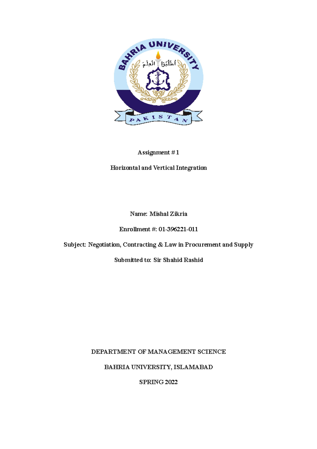Difference Between Vertical and Horizontal Integration - Assignment # 1 ...