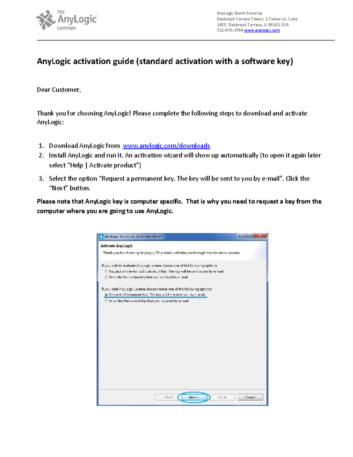 Standard activation (software key) - Oakbrook Terrace Tower, 1 Tower Ln ...
