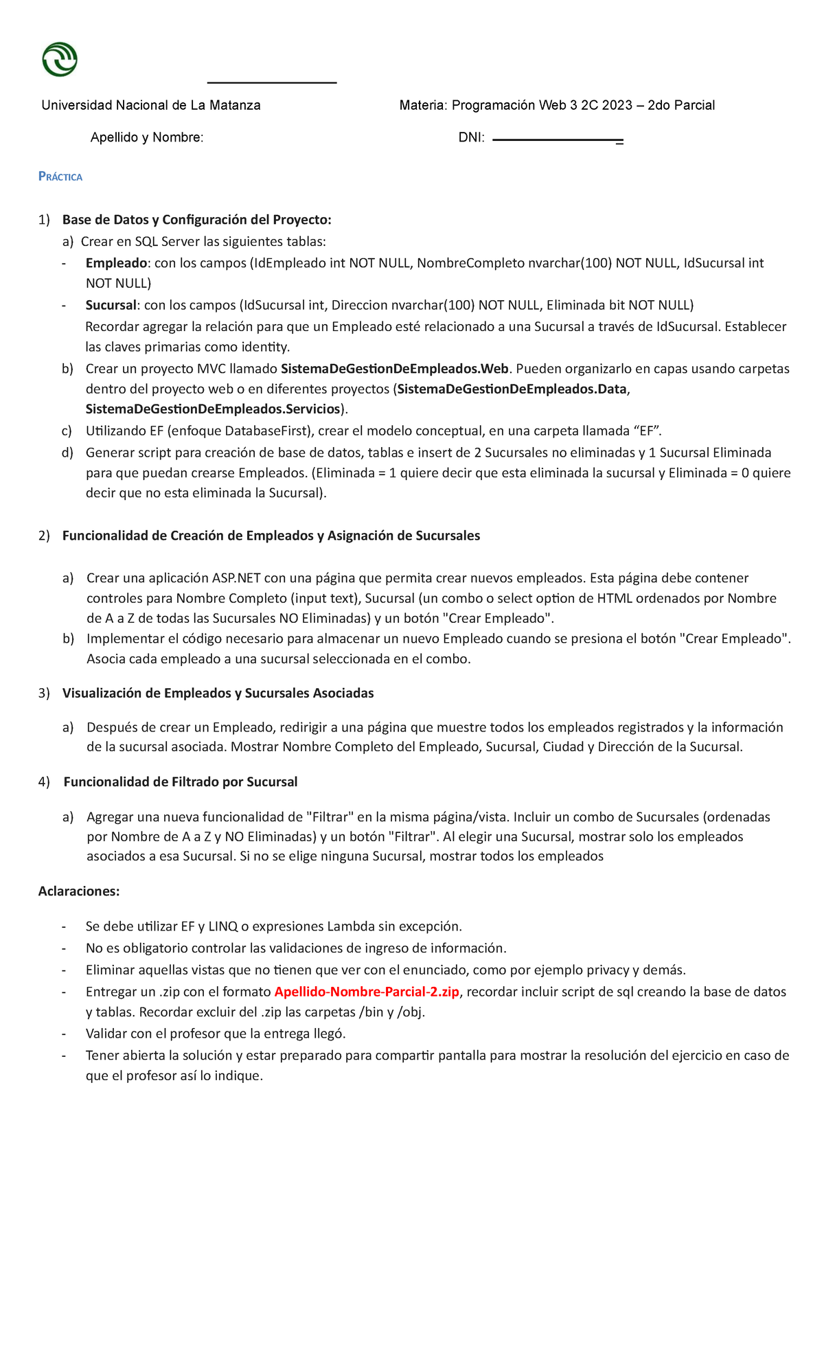 2023 2c 2do Parcial Practico - Universidad Nacional de La Matanza ...