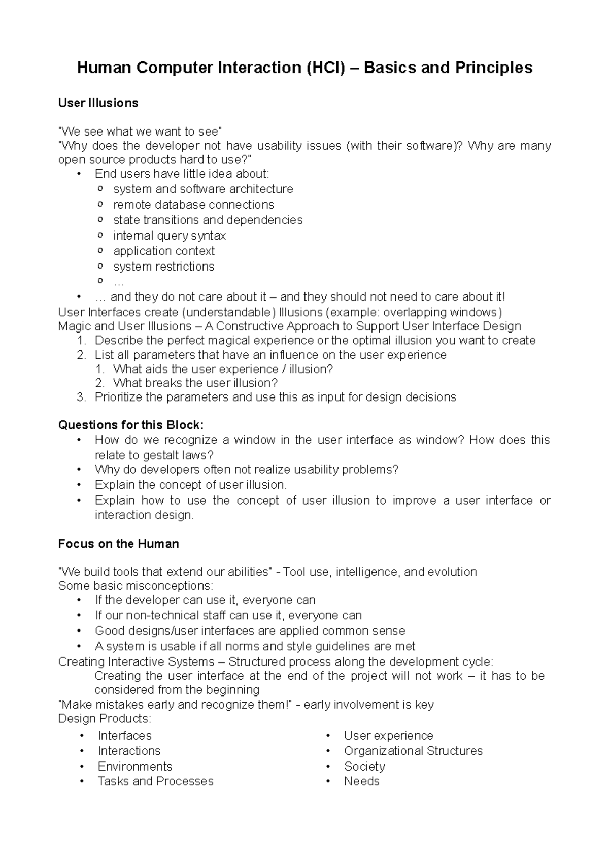 Block 2 - Basics and Principles, Human Computer Interaction (HCI ...