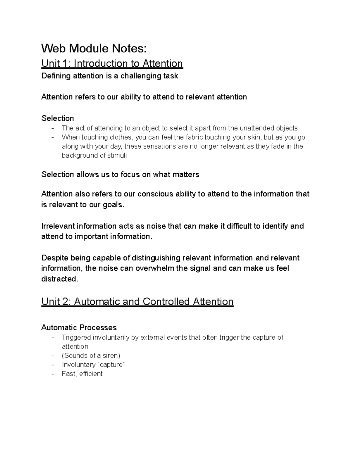 Psych Attention - Web Module Notes: Unit 1: Introduction to Attention ...