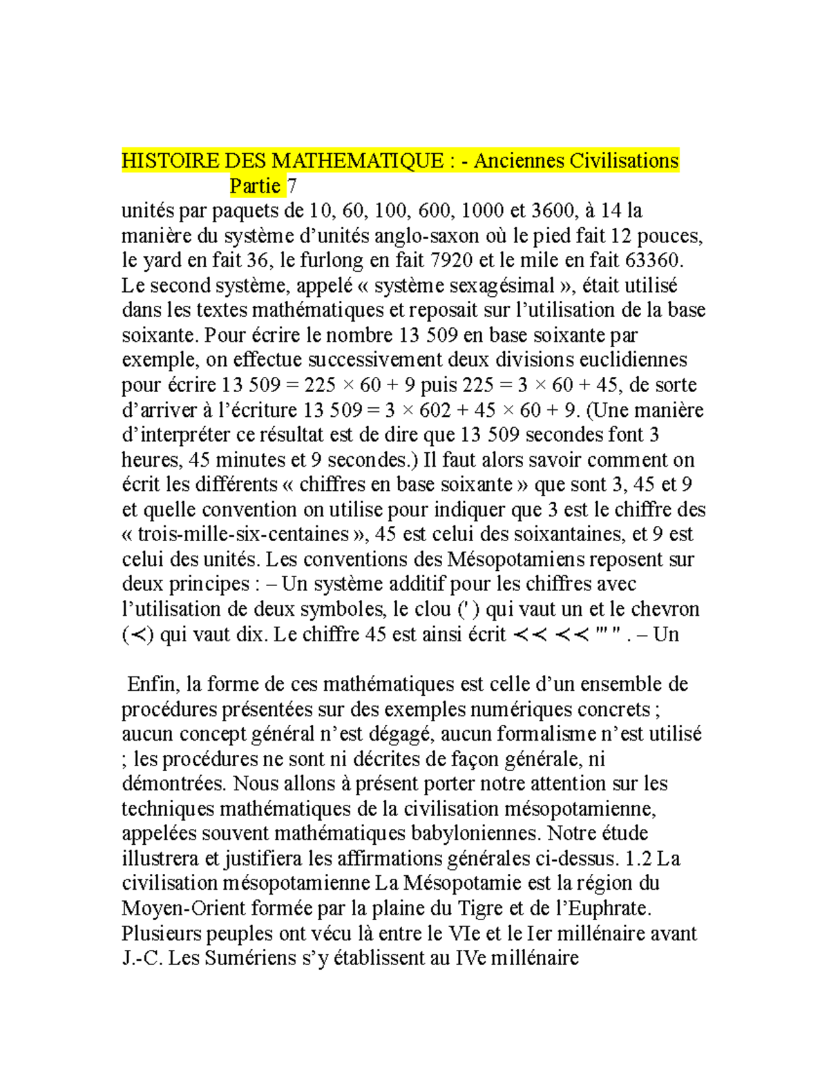 Histoire DES Maths 7 - HISTOIRE DES MATHEMATIQUE : - Anciennes ...