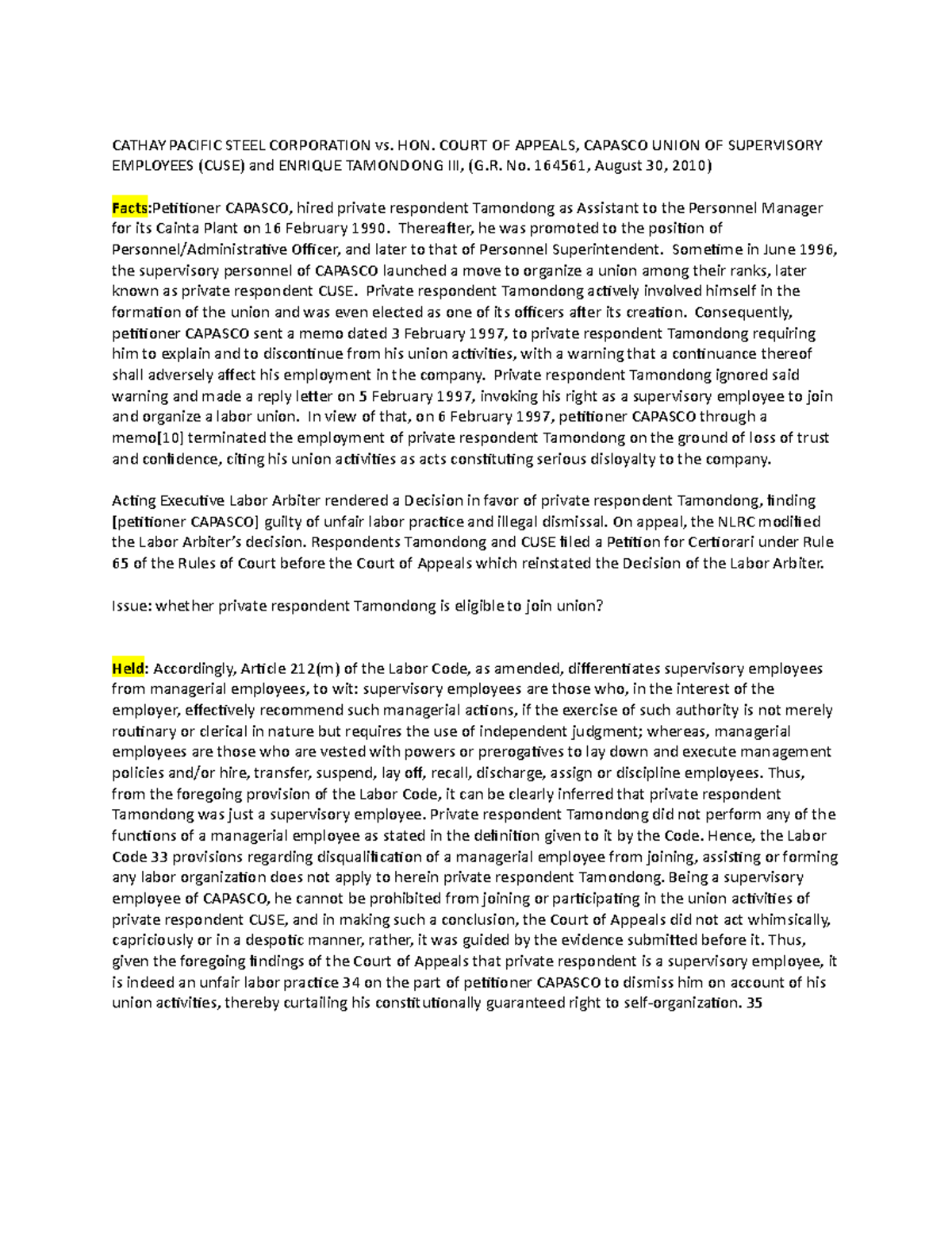 217419319 Cathay Pacific Steel Corp vs CA Case Digest - Juris Doctor ...