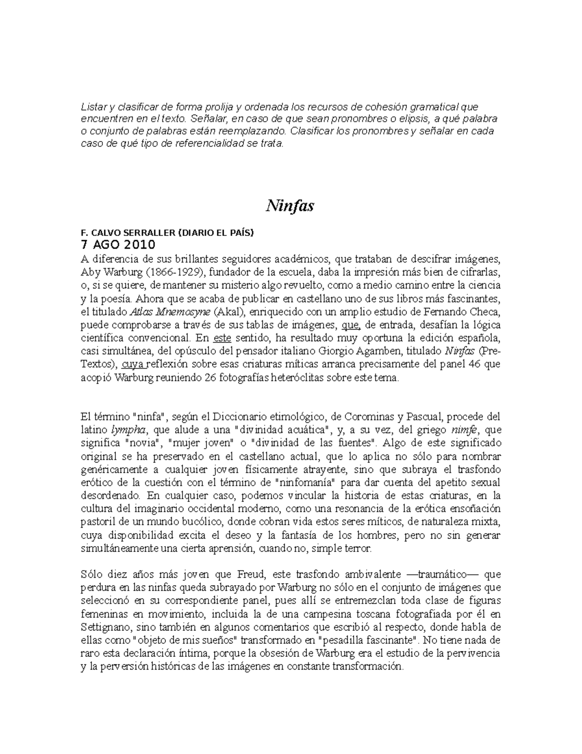 Ninfas - Algo - Listar y clasificar de forma prolija y ordenada los ...