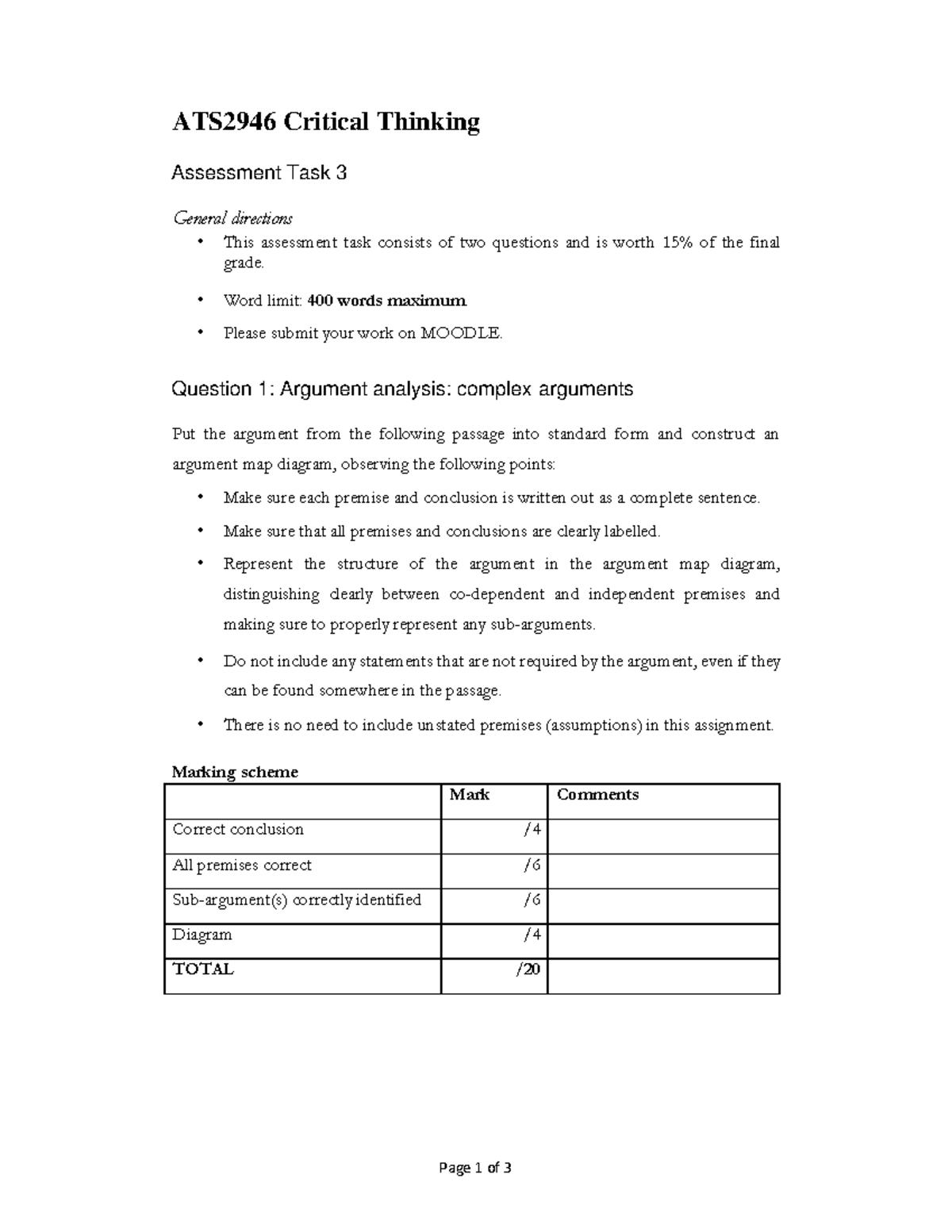 AT3 2020 Instructions - practice - Page 1 of 3 ATS2946 Critical ...