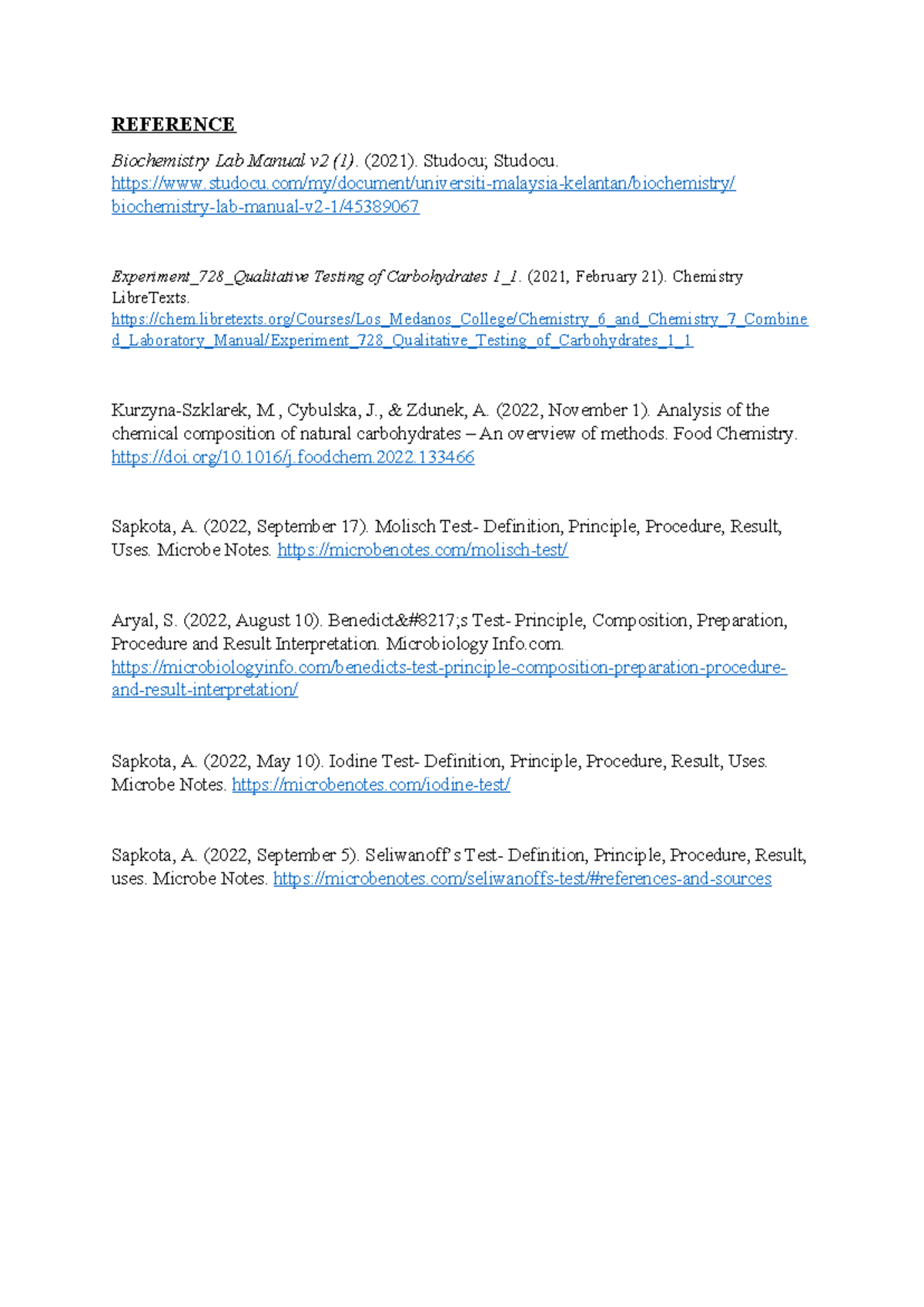 Reference - Summary husbandry science - REFERENCE Biochemistry Lab ...