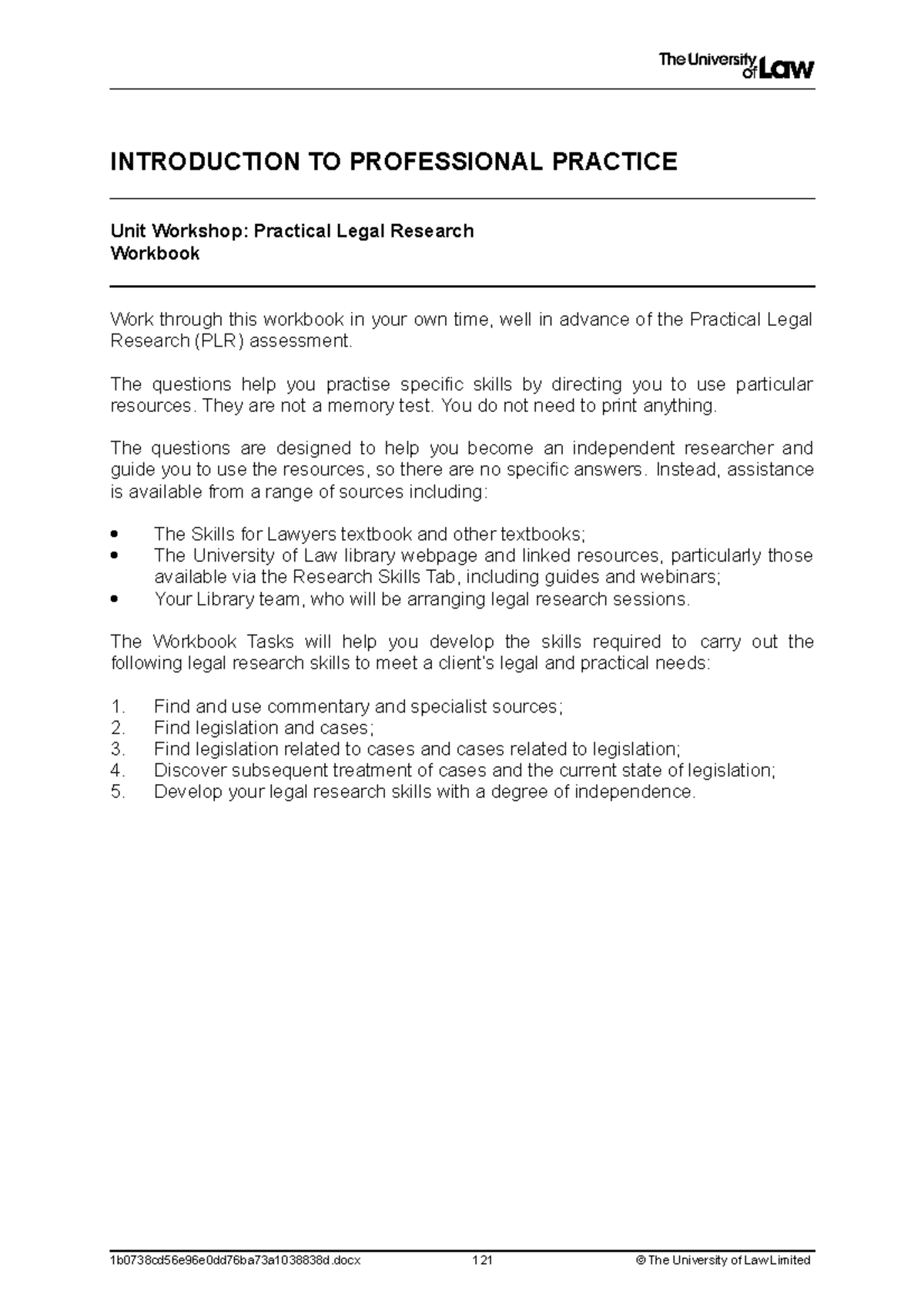 2223 ipp ws practical legal research ce01 workbook - INTRODUCTION TO ...