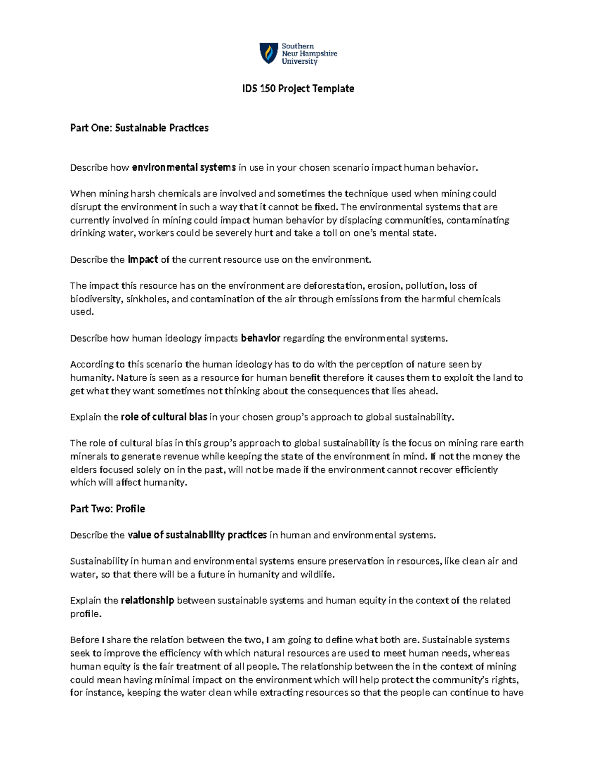 IDS 150 Project Template Complete - IDS 150 Project Template Part One ...