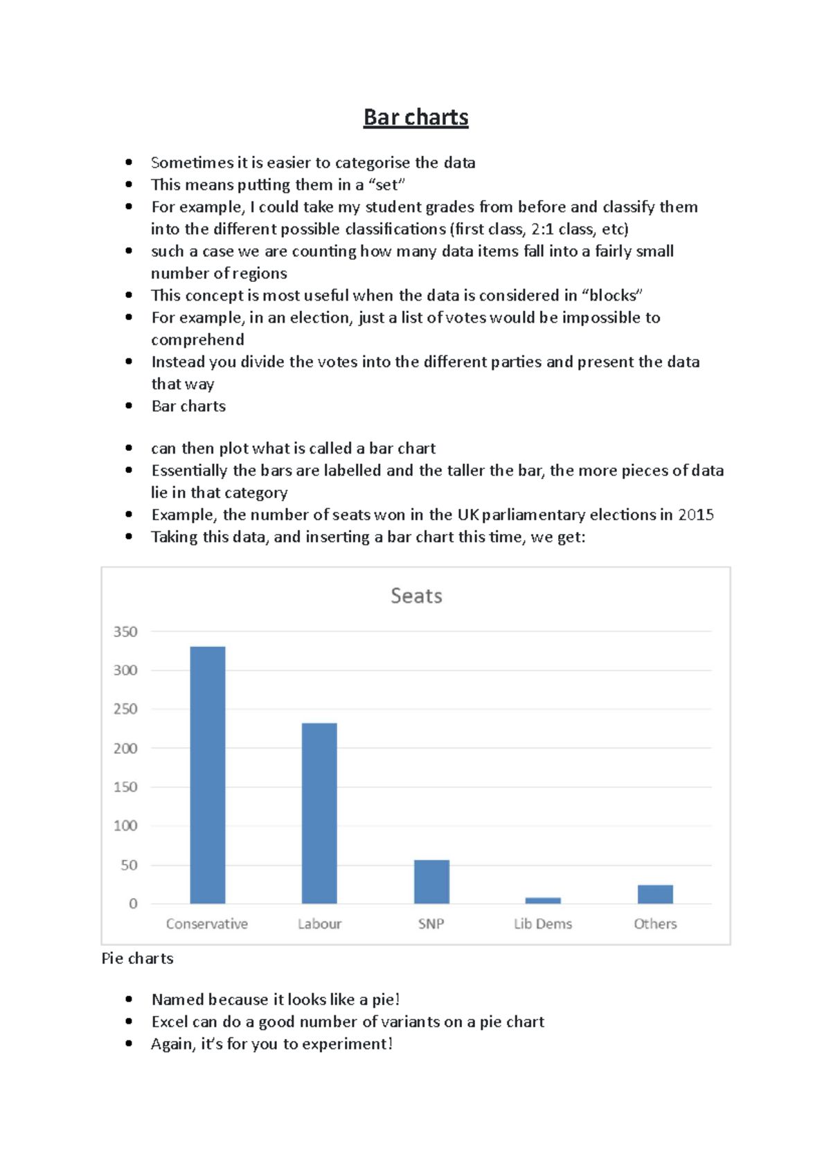 Bar charts - lectures note - Bar charts Sometimes it is easier to ...