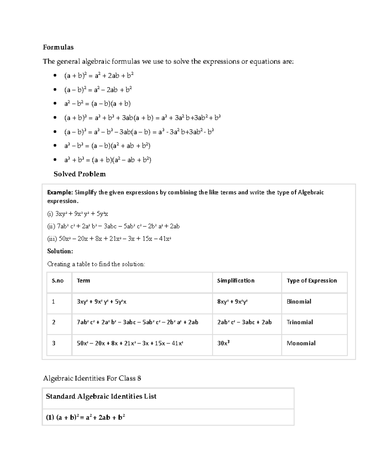 Algebraic Formula - Focuses on different shortcuts in factoring ...