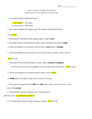 Crash Course Theater Episodes #13 - Name: _________________ Crash ...