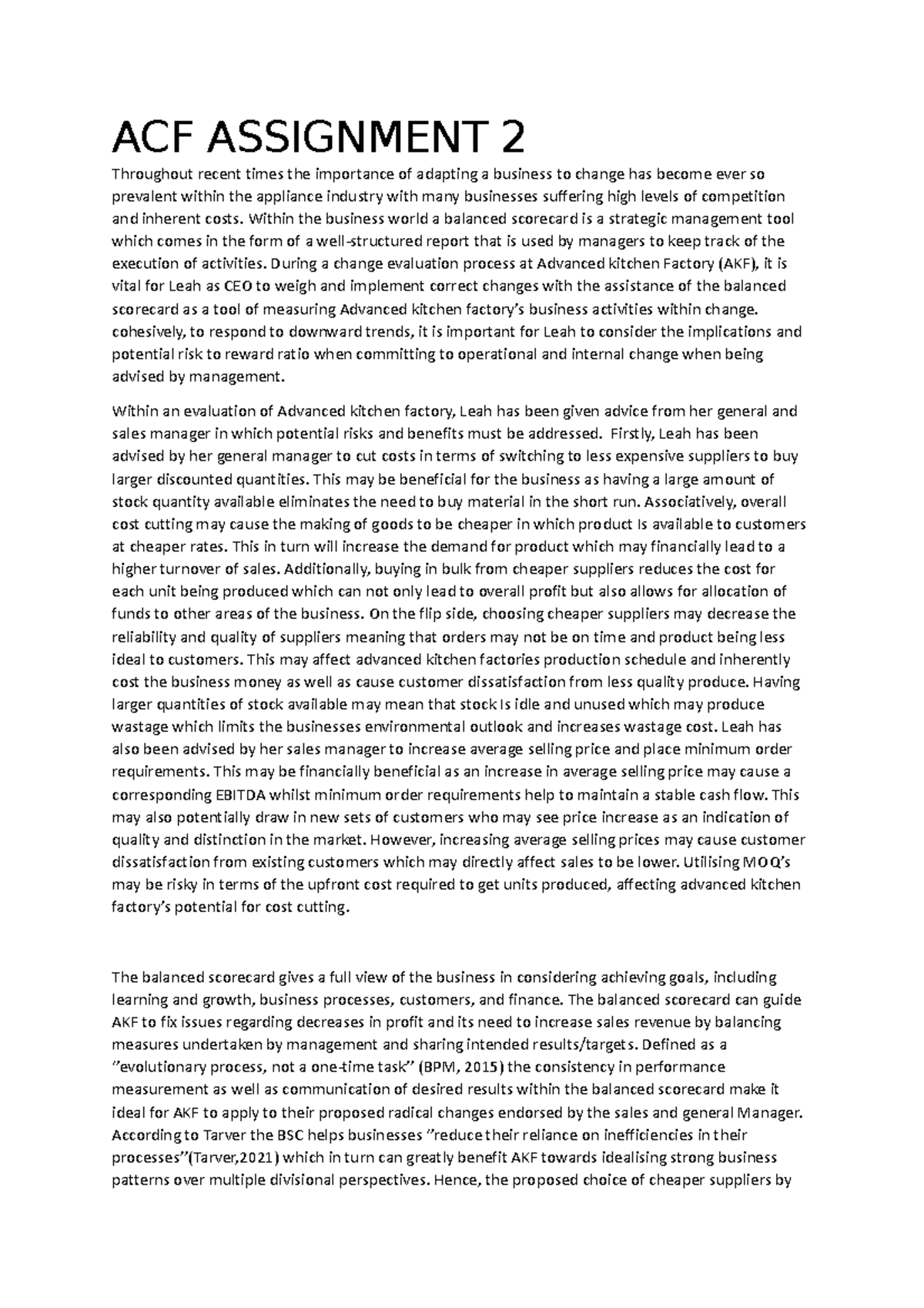 Acc man 2 - xgff - ACF ASSIGNMENT 2 Throughout recent times the ...