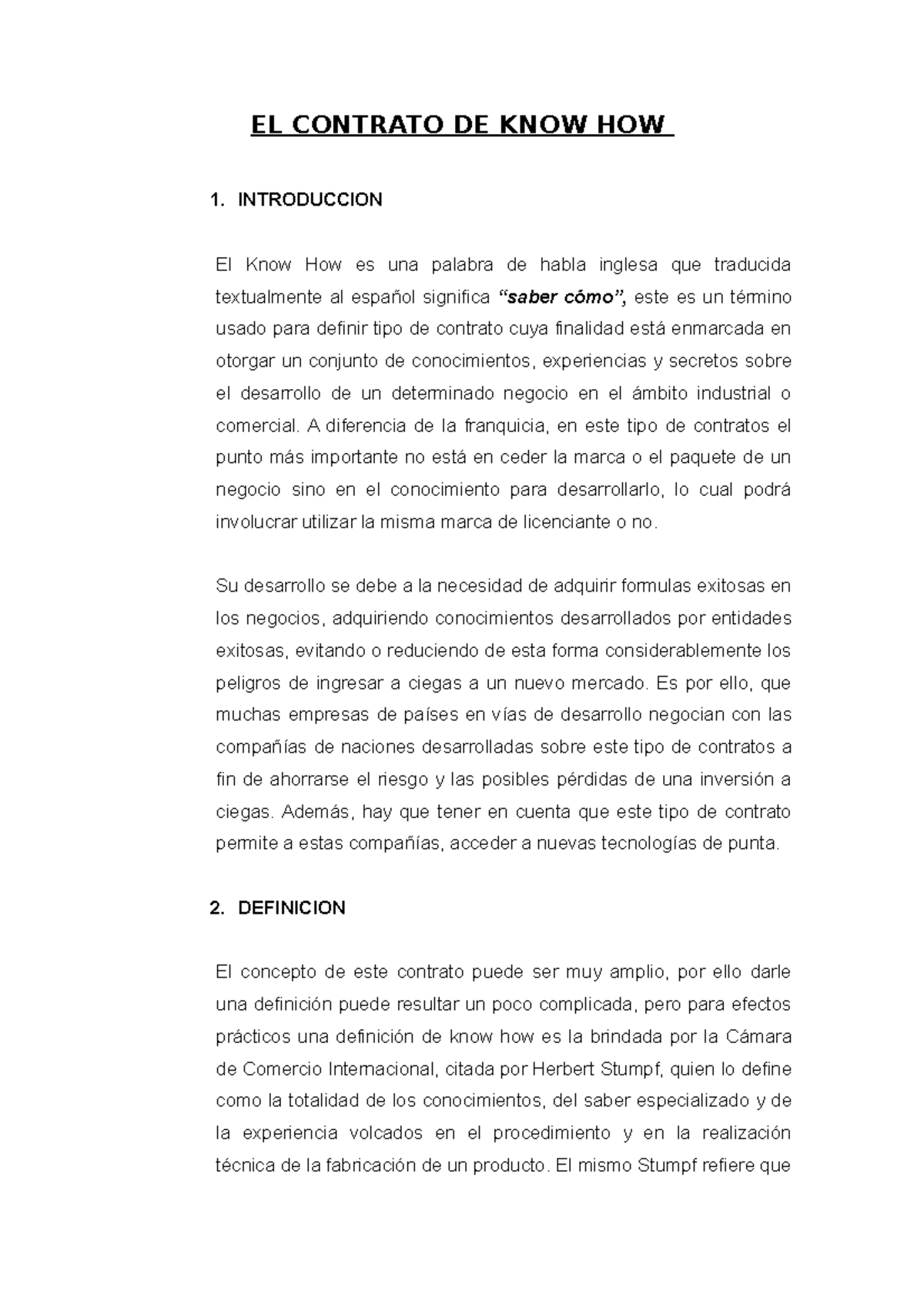 EL Contrato DE KNOW HOW - El Know How es una palabra de habla inglesa ...