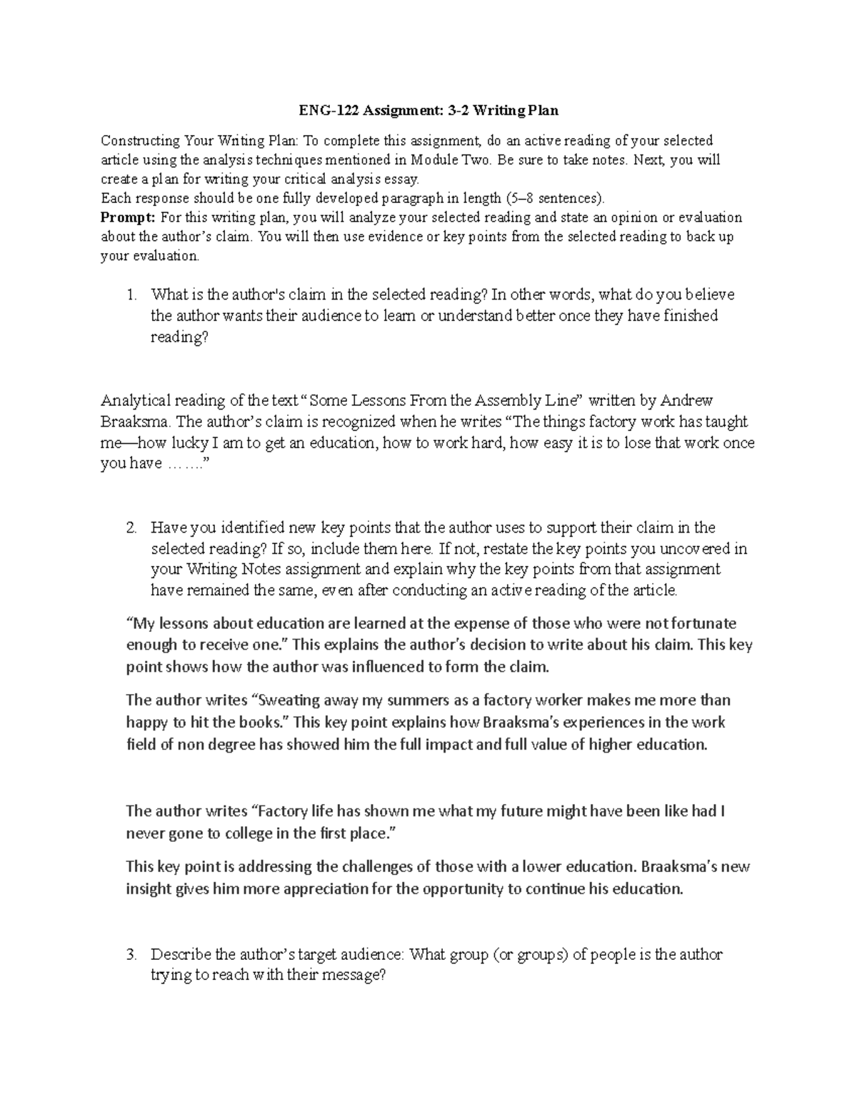 ENG-122 Writing Plan 3-2 - ENG-122 Assignment: 3-2 Writing Plan ...