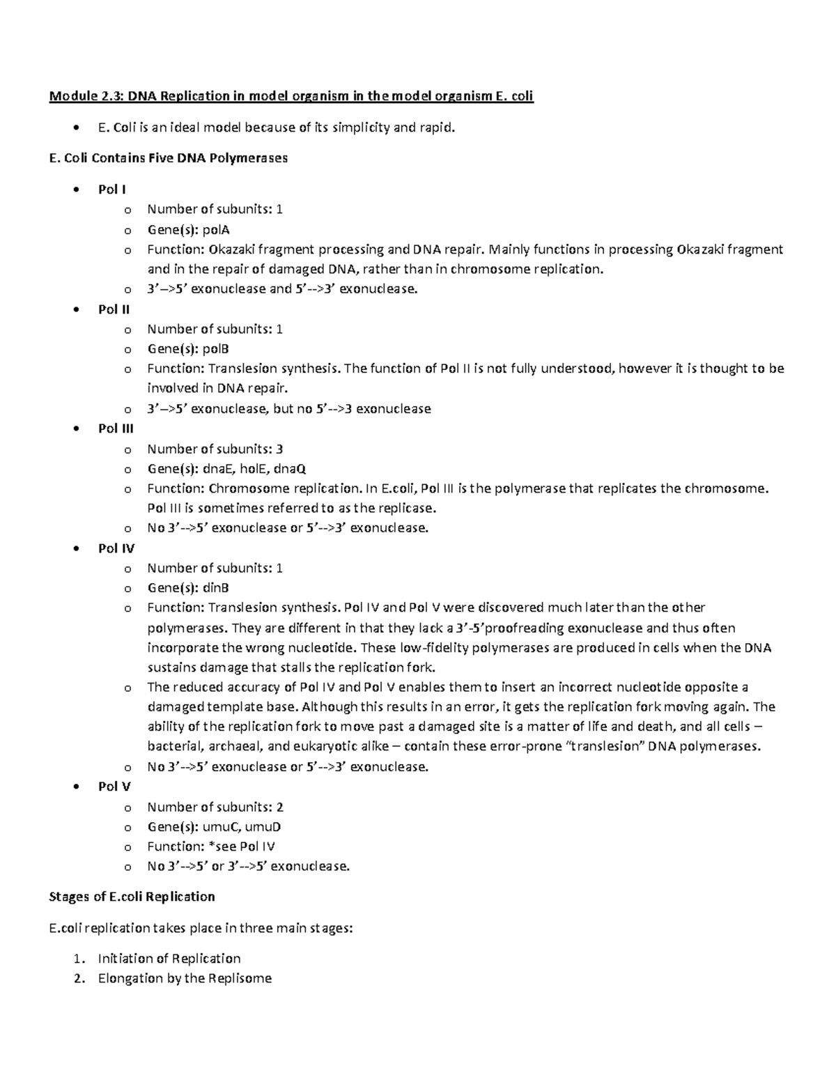 Module 2.3 DNA replication in the model organism E. coli - Warning: TT: undefined function: 32 ...