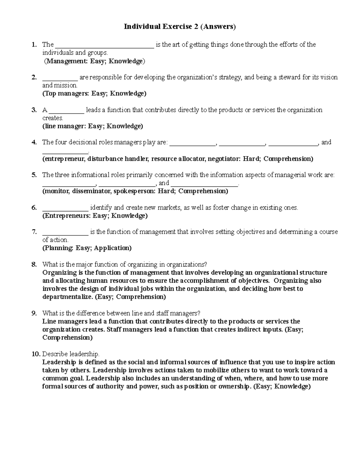 Individual Exercise 2 Answers - Individual Exercise 2 (Answers) 1. The ...