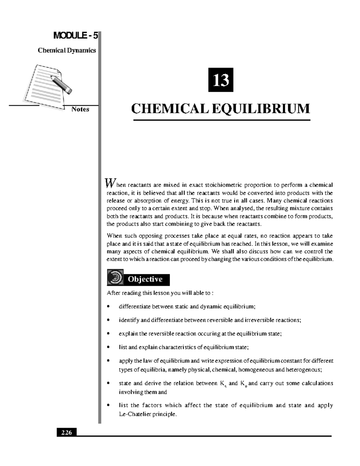 Chemical equilibrium - MODULE - 5 Chemistry Notes Chemical Dynamics 13 ...