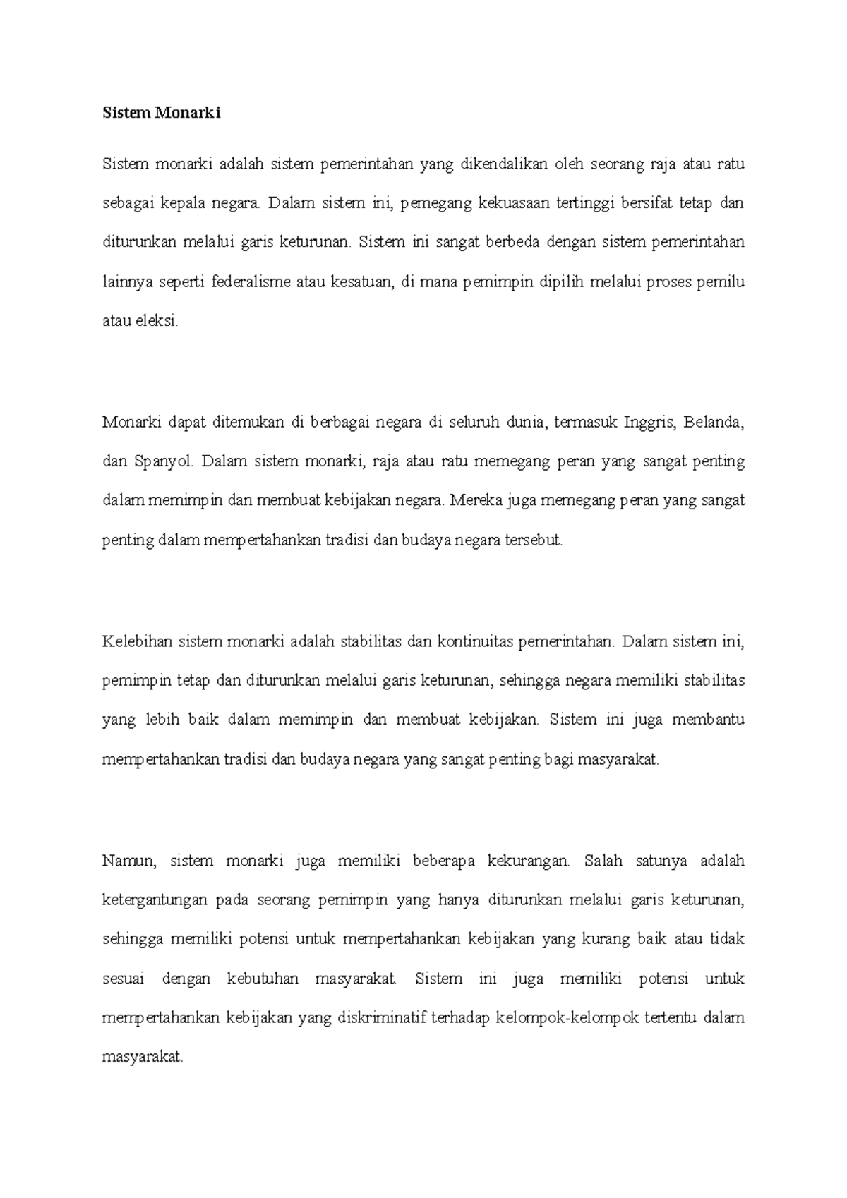 Sistem Monarki - Sistem Monarki Sistem monarki adalah sistem ...