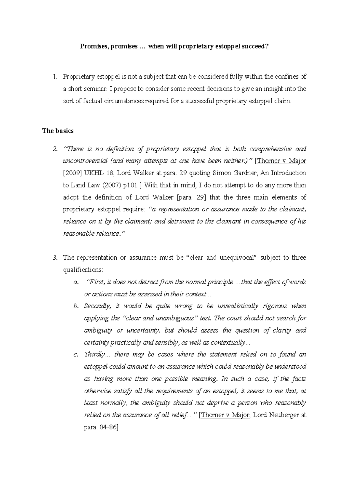 Proprietary Estoppel notes - UJUTK4-30-3 - UWE - Studocu