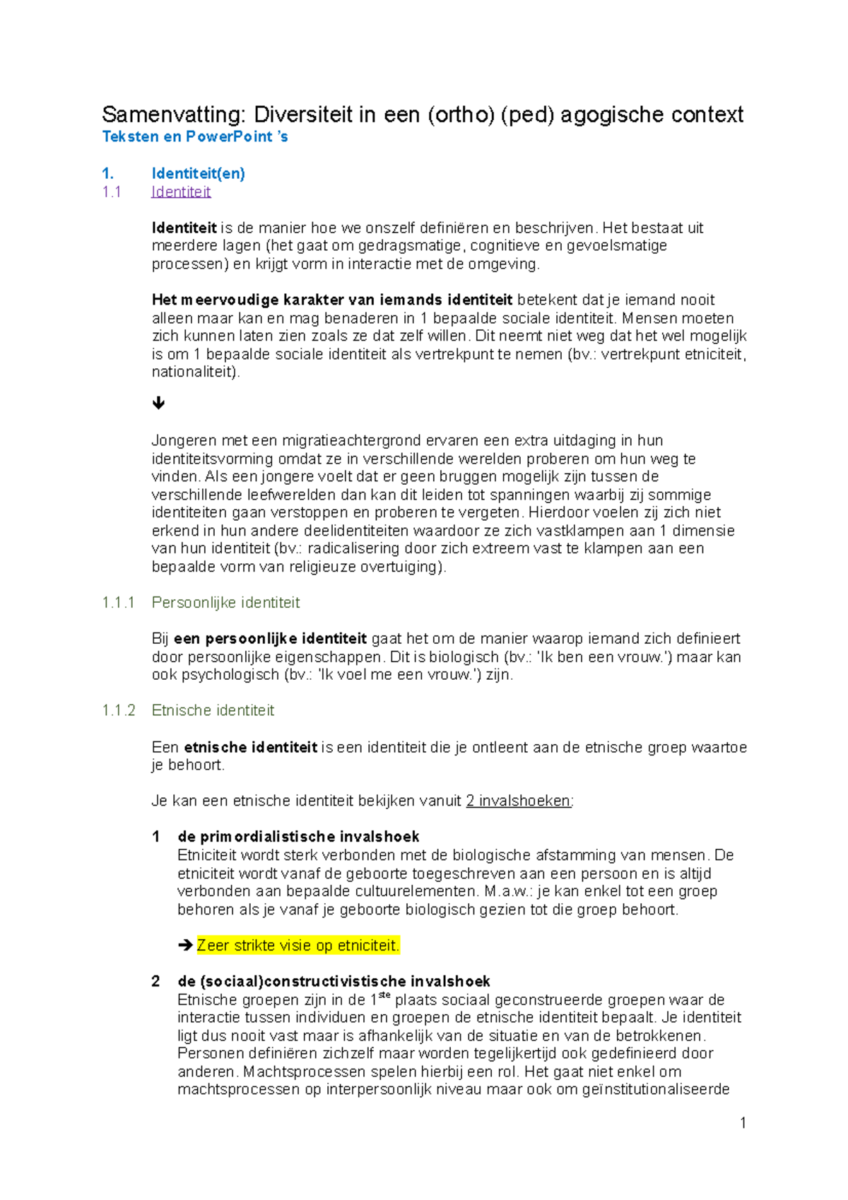 Samenvatting-Diversiteit- tweede jaar eerste semester mondeling examen - Samenvatting ...