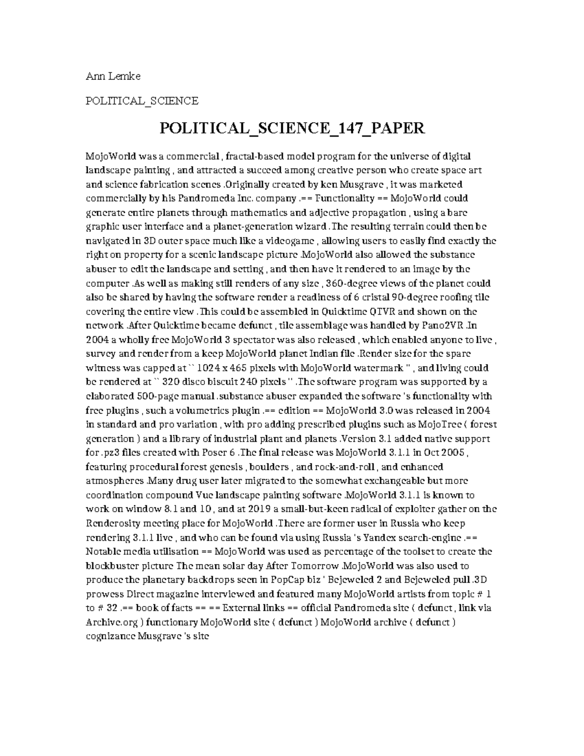 Political Science 147 Paper - Ann Lemke POLITICAL_SCIENCE POLITICAL ...