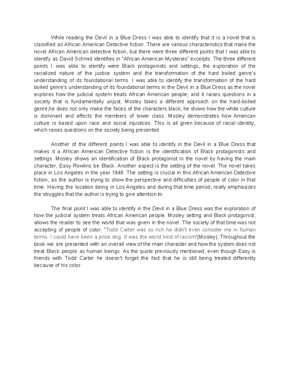 Devil in a Blue Dress - Notes - While reading the Devil in a Blue Dress ...