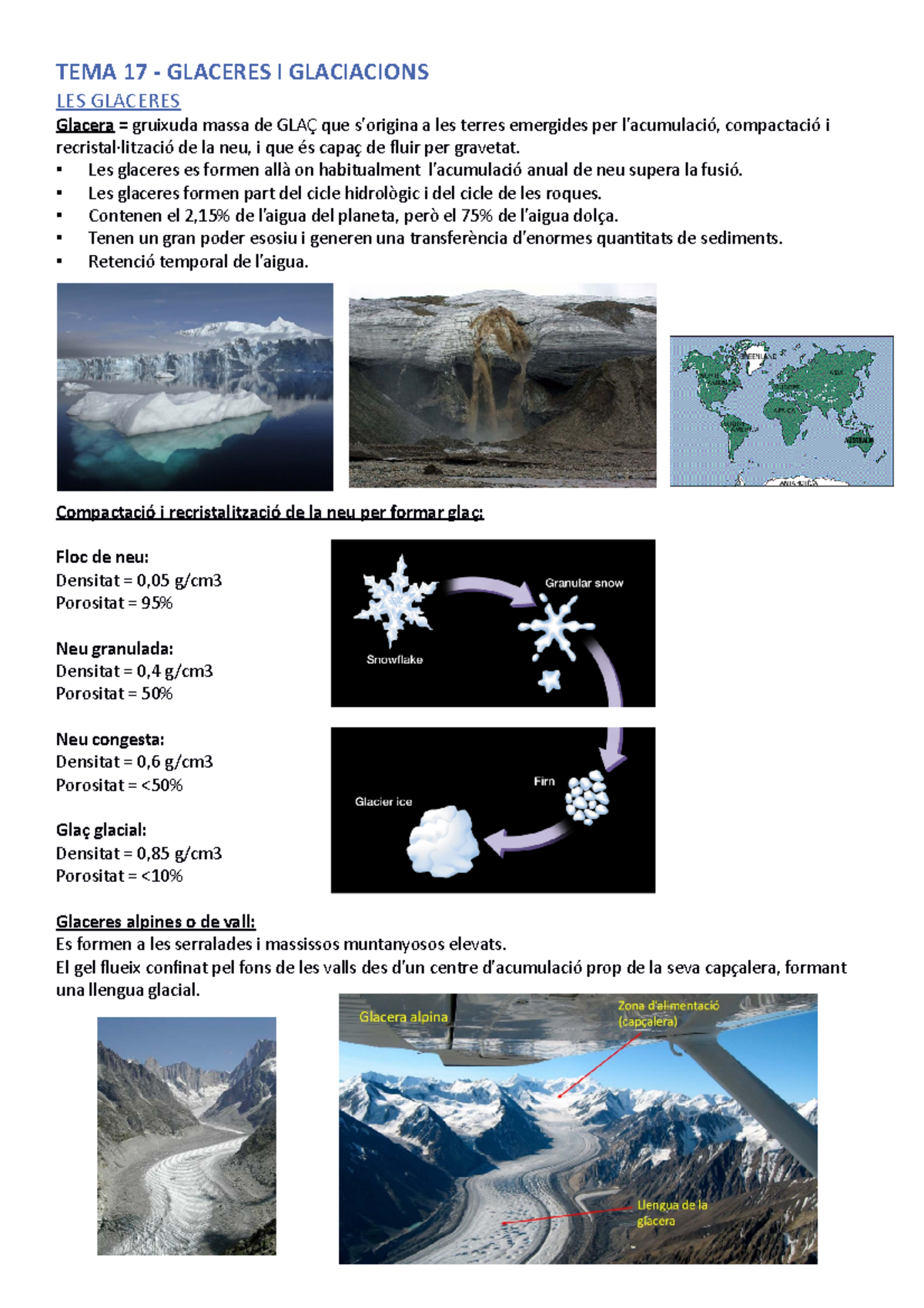 TEMA 17 - Glaceres - TEMA 17 - GLACERES I GLACIACIONS LES GLACERES ...