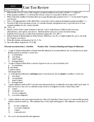 Copy of SCH4U UNIT 1 TEST Organic Chemistry Bolzon - UNIT1 TEST ORGANIC ...