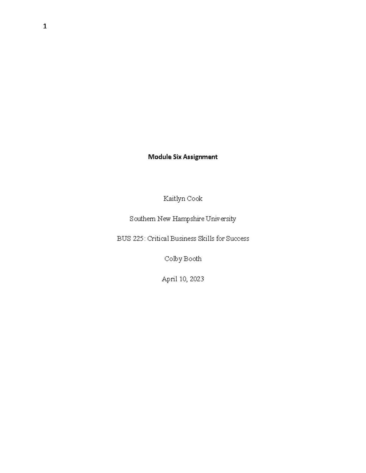 BUS225 Module Six Assignment - Module Six Assignment Kaitlyn Cook ...