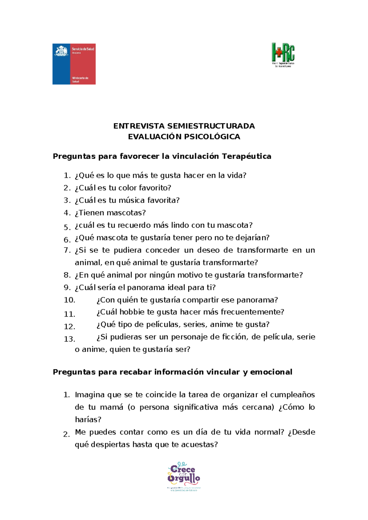 Entrevista semiestructurada Ps - PAIG - ENTREVISTA SEMIESTRUCTURADA EVALUACIÓN PSICOLÓGICA ...