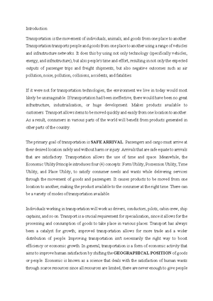 TPT251 Group Assignment - TPT PRINCIPLES OF TRANSPORT GROUP ASSIGNMENT ...