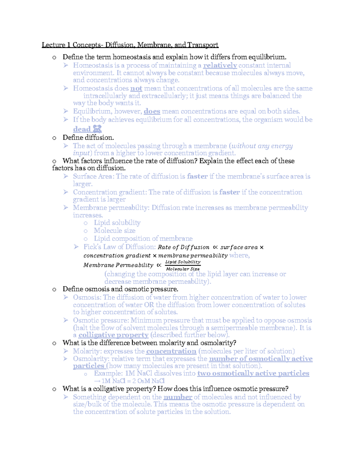 [ Biosci E109] Lecture 1 Concepts- Diffusion - Lecture 1 Concepts ...