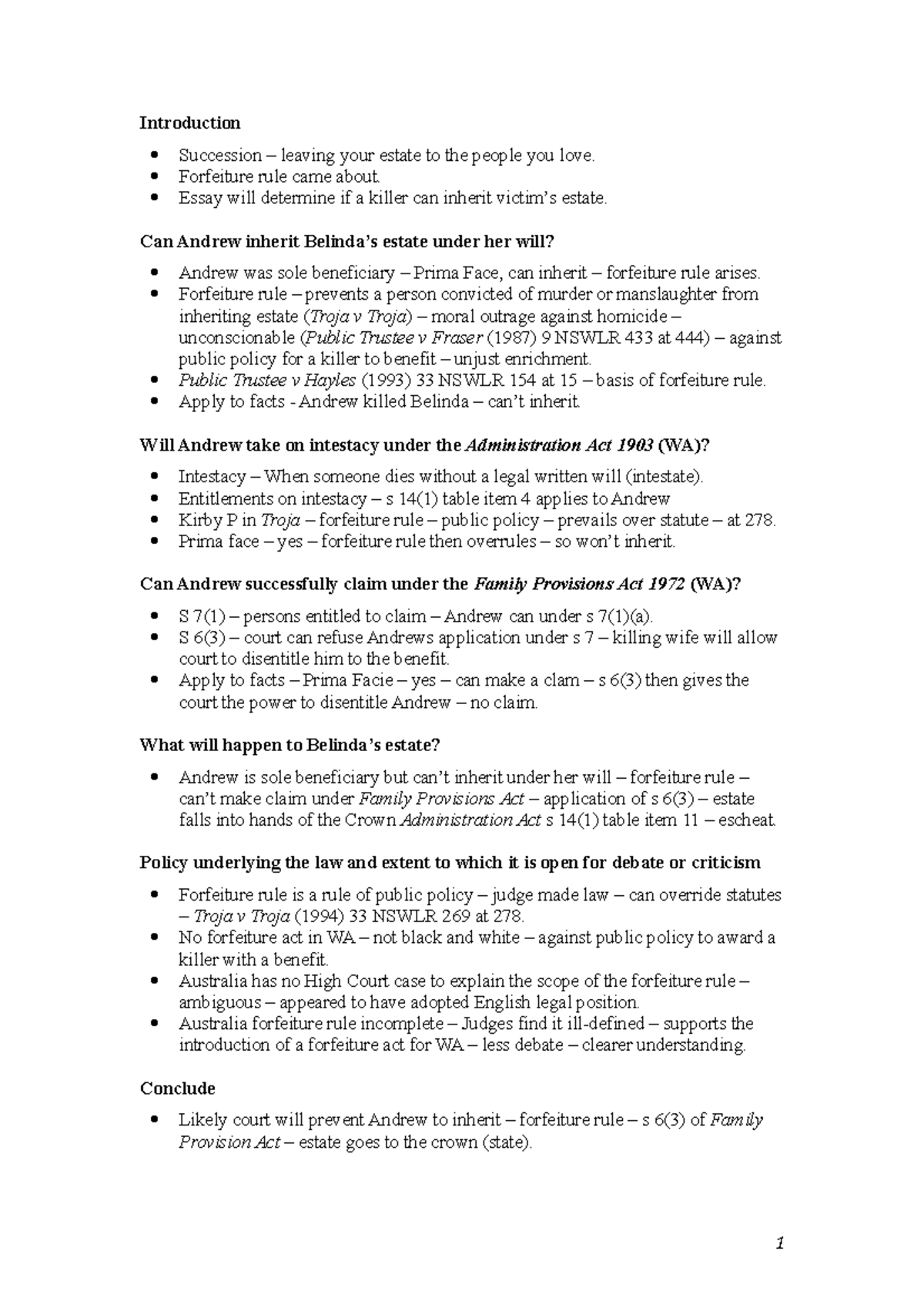Will answerplan - wills legal problem solving question - Introduction ...