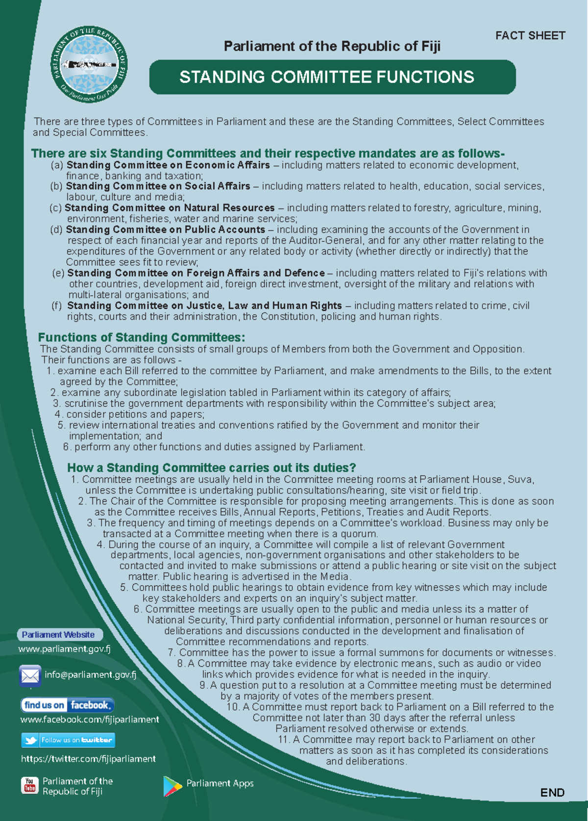 Standing Committee Roles and Functions - FACT SHEET Parliament of the ...