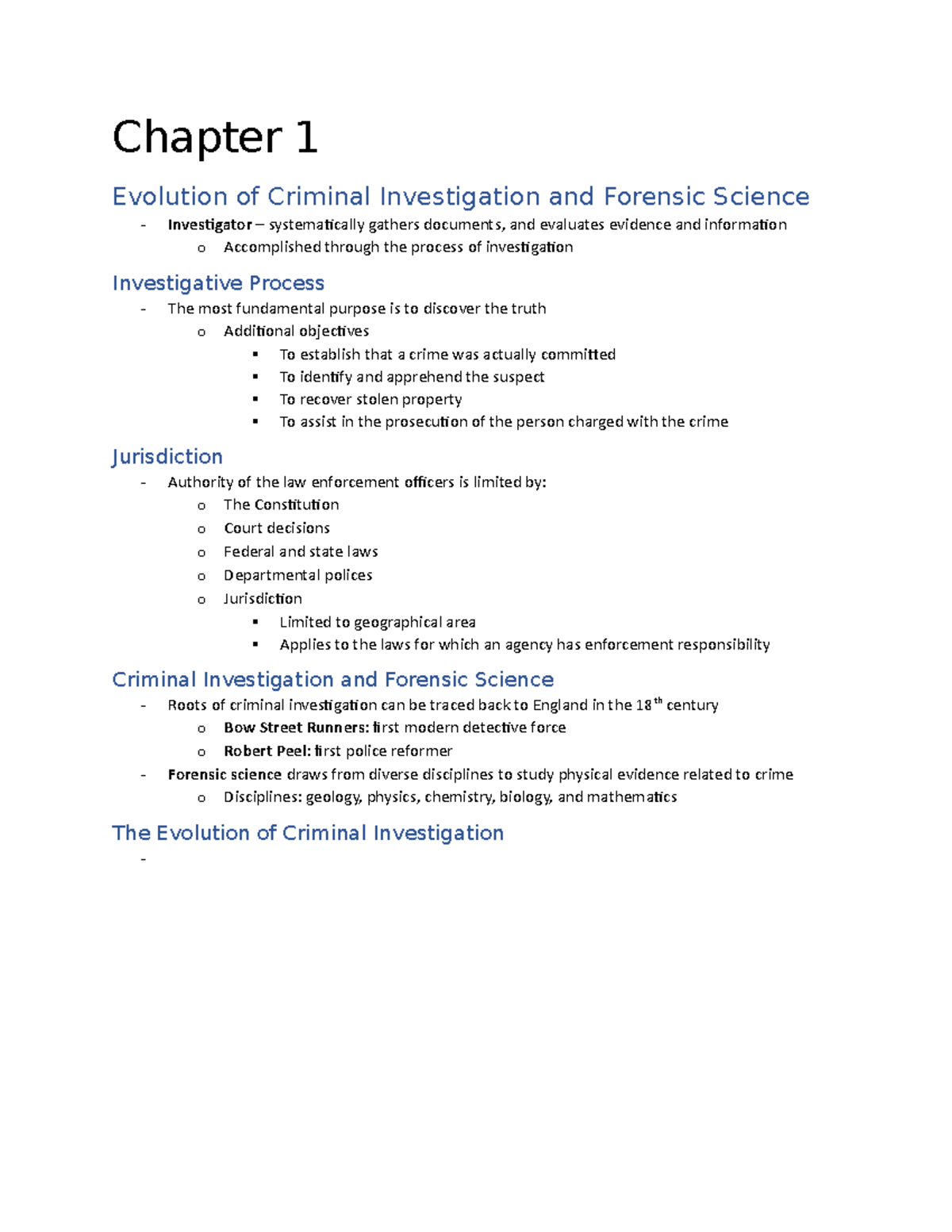 Chapter 1 - Evolution of Criminal Investigation and Forensic Science ...