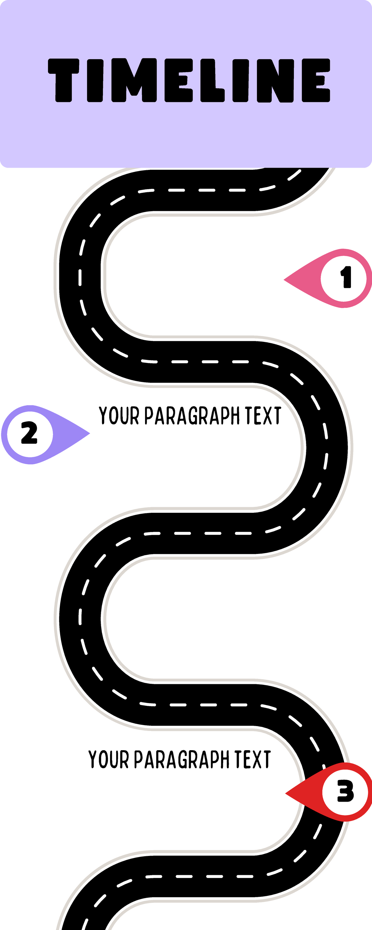 Purple Colorful Modern Roadmap Timeline Infographic - 1 2 3 TIMELINE ...