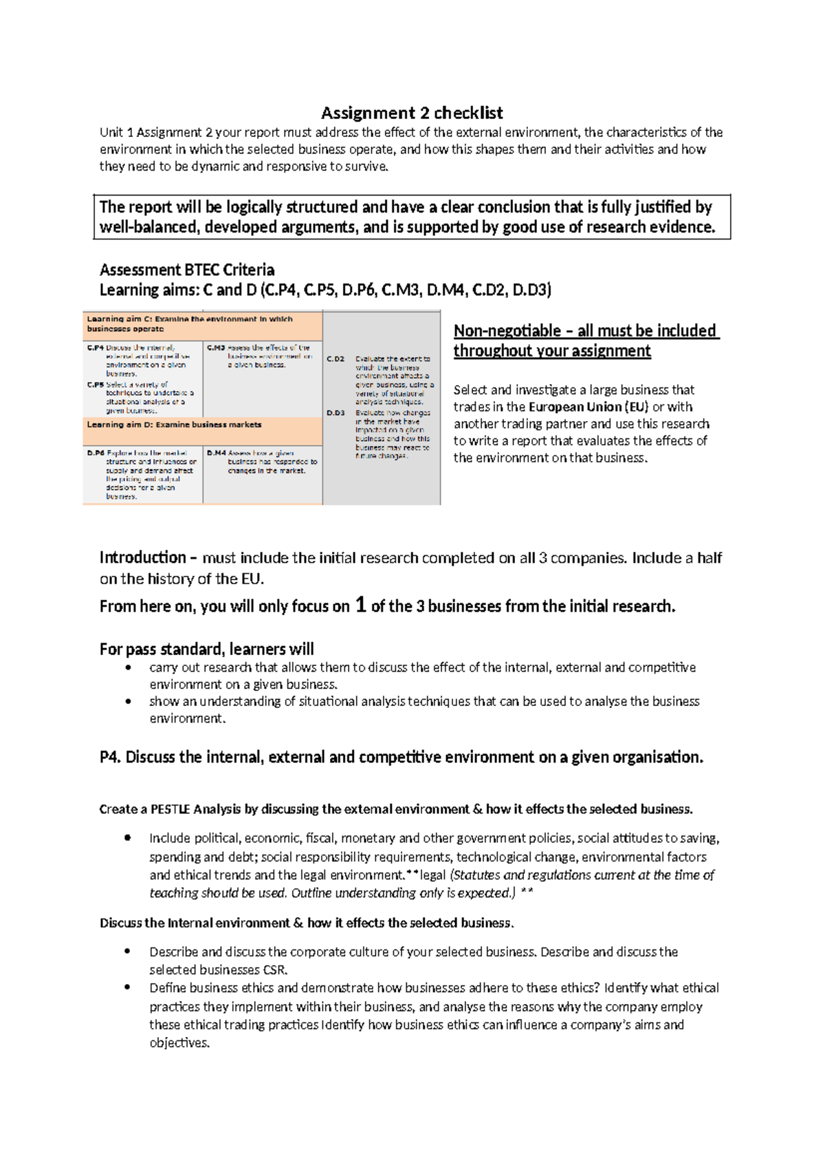 Assignment 2 focus points NEW - Assignment 2 checklist Unit 1 Assignment 2 your report must ...