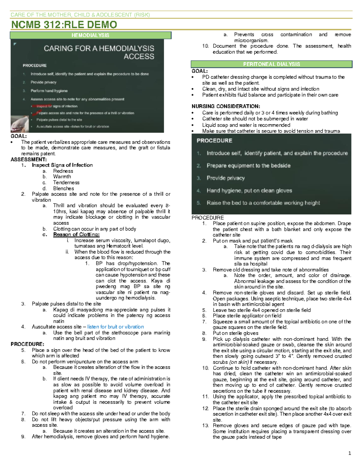 HEMO AND PERI DEMO - Lecture - CARE OF THE MOTHER, CHILD & ADOLESCENT ...