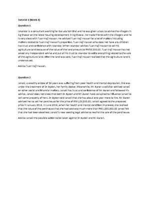Tutorial Questions - Week 1 - Subject Code: UCR 2612 Subject Title ...