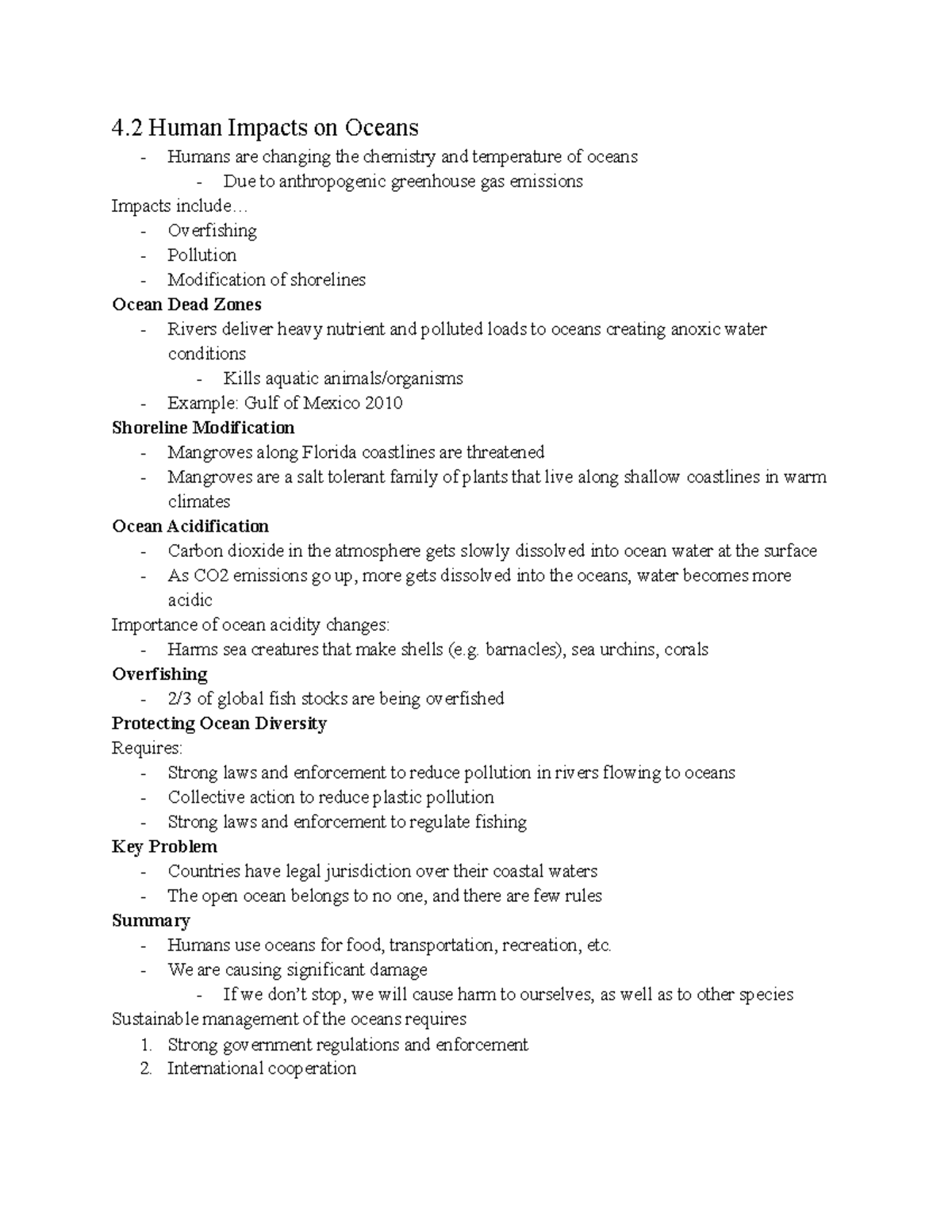 4.2 Human Impacts on Oceans - 4 Human Impacts on Oceans Humans are ...
