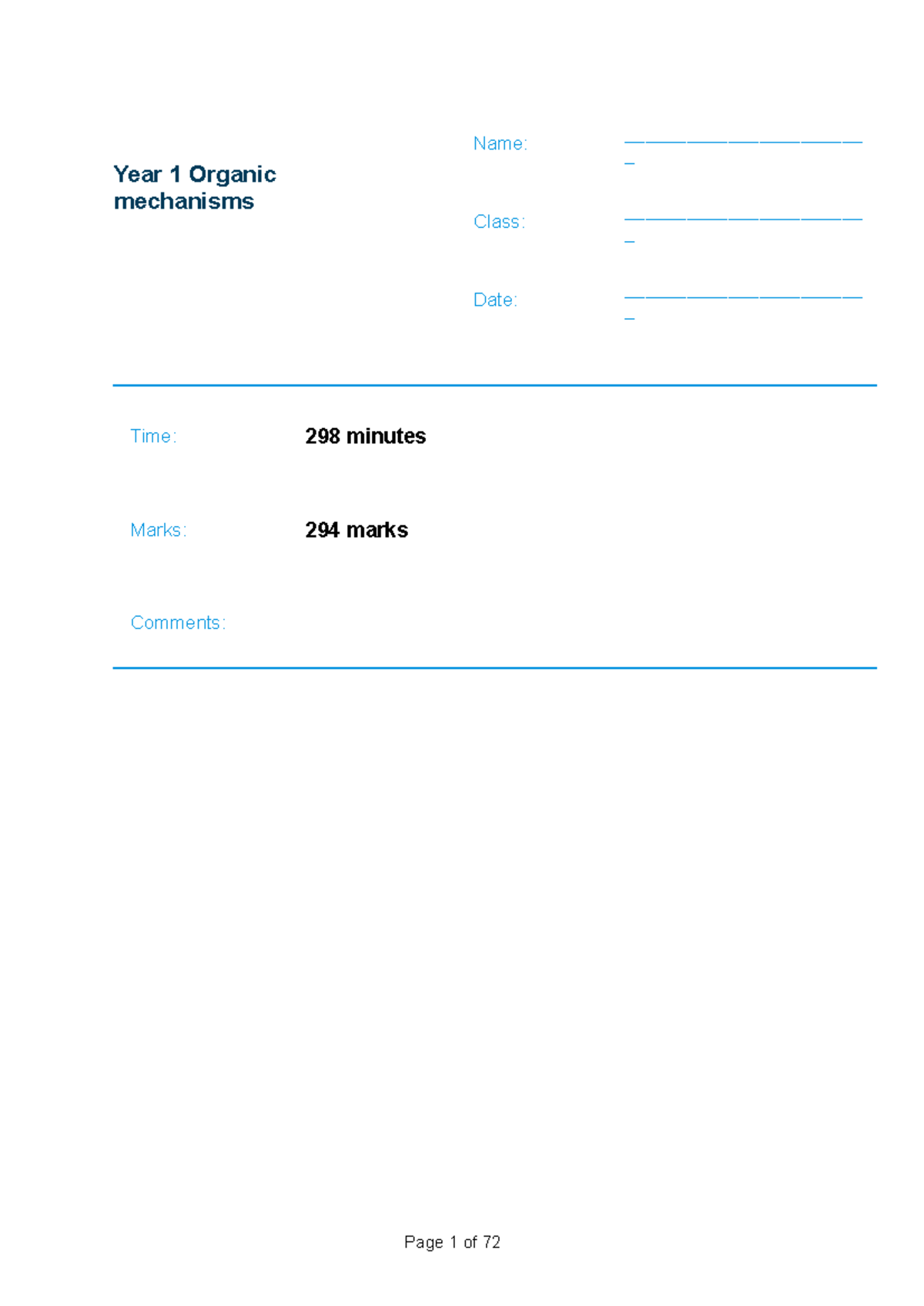 Year1Organicmechanisms 2 - Year 1 Organic mechanisms Name ...