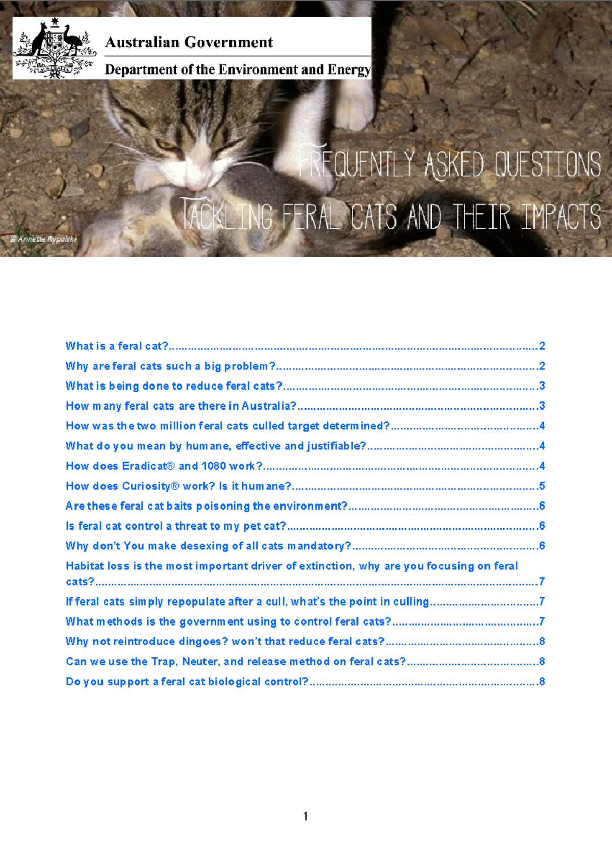 Factsheet tackling feral cats and their impacts faqs - Habitat loss is ...