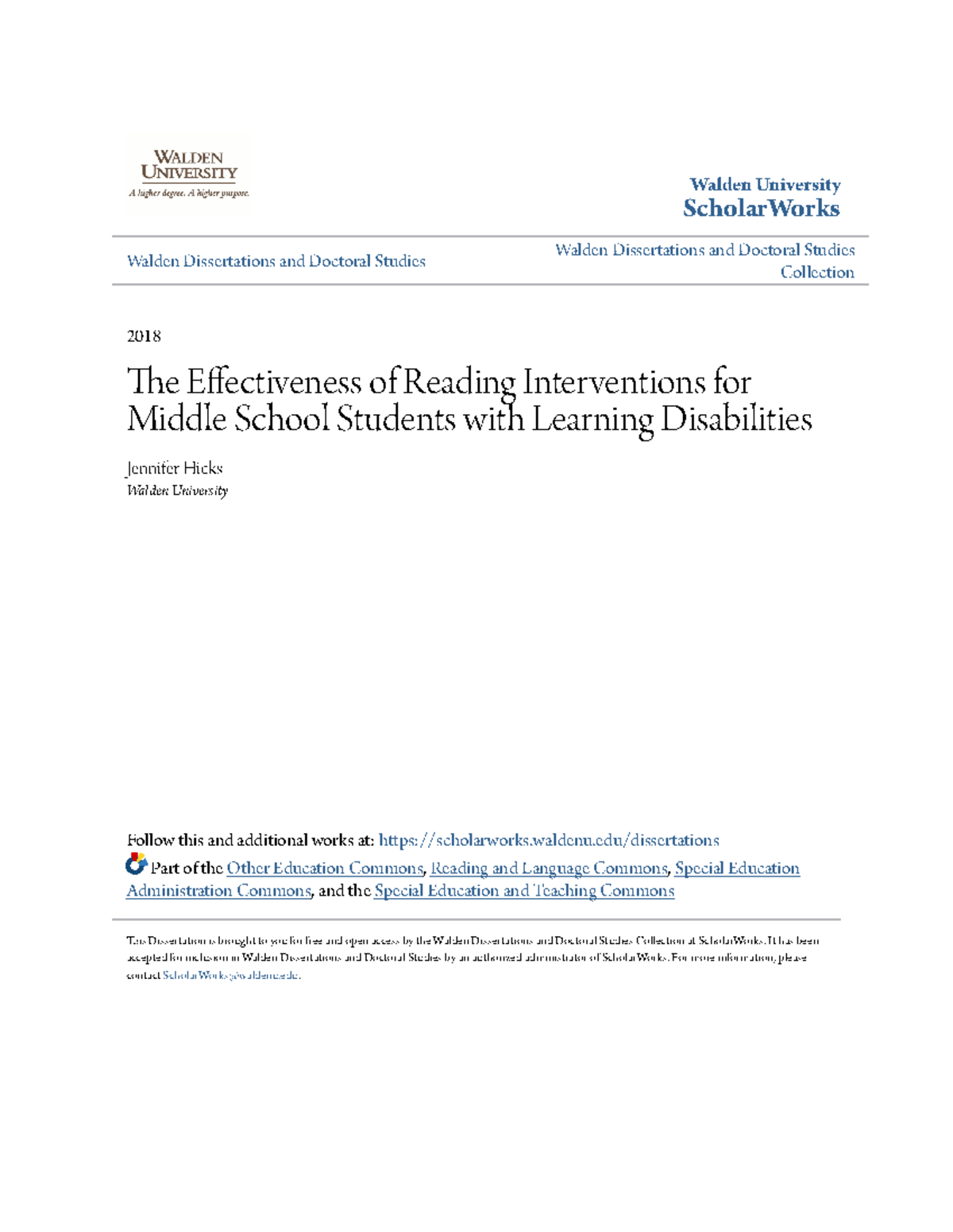 The Effectiveness of Reading Interventions for Middle School Stud ...