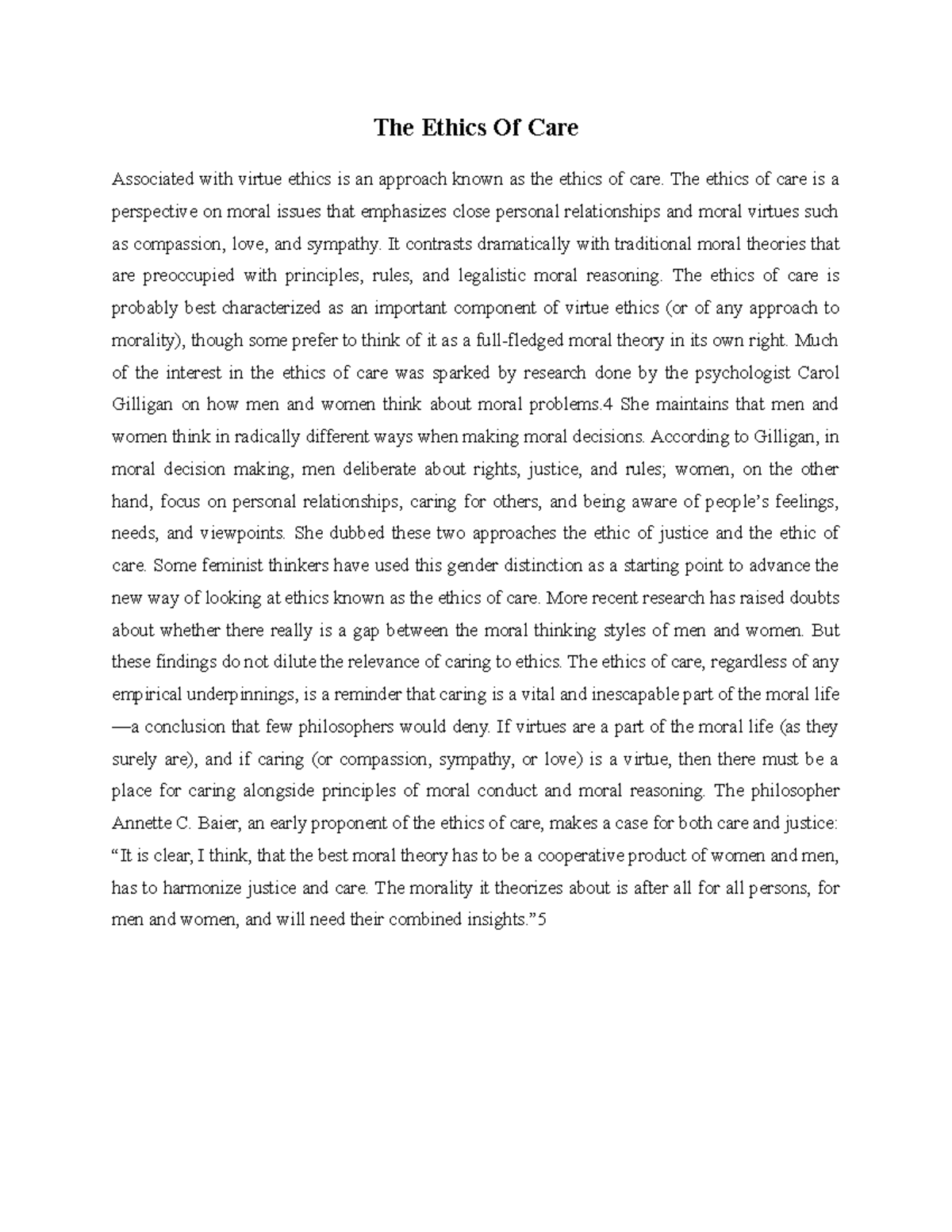The Ethics Of Care - The Ethics Of Care Associated with virtue ethics ...