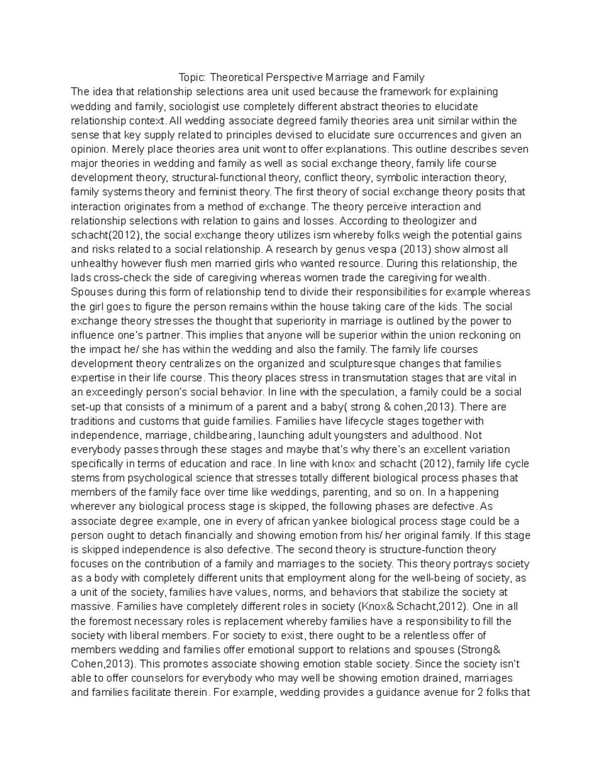 Topic: Theoretical Perspective Marriage and family - All wedding ...