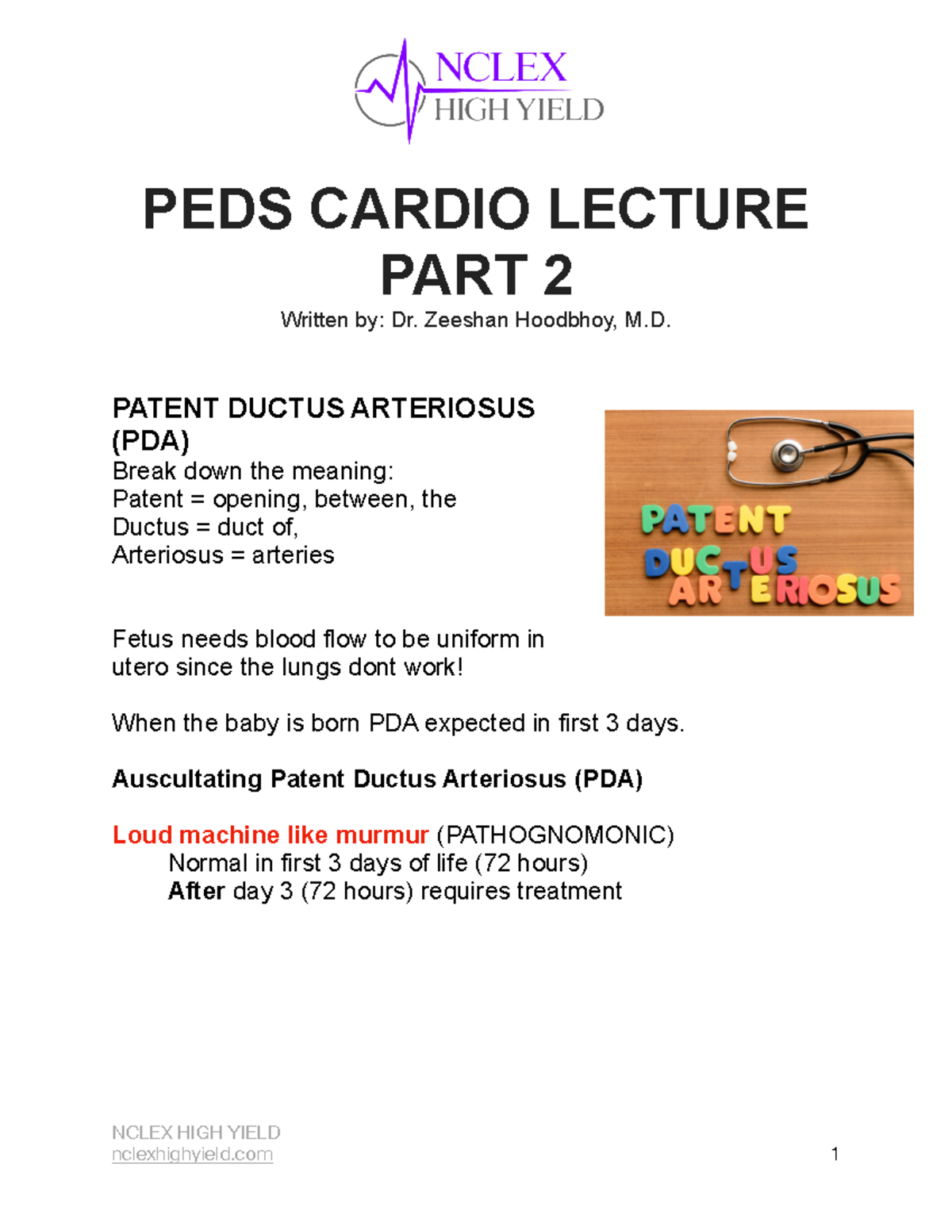 PART 2 Cardio Pediatrics Notes V1 - PEDS CARDIO LECTURE PART 2 Written ...