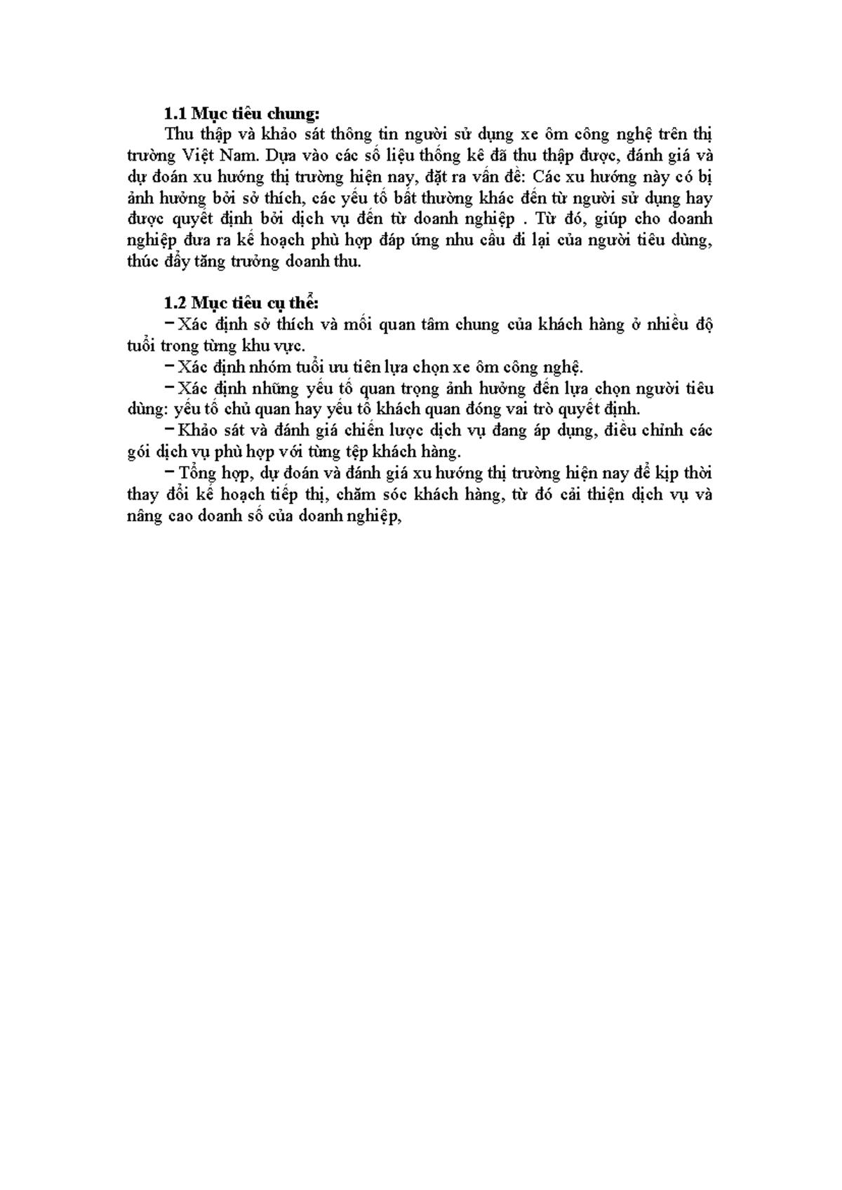 Mục tiêu khảo sát - 1 Mục tiêu chung: Thu thập và khảo sát thông tin ...